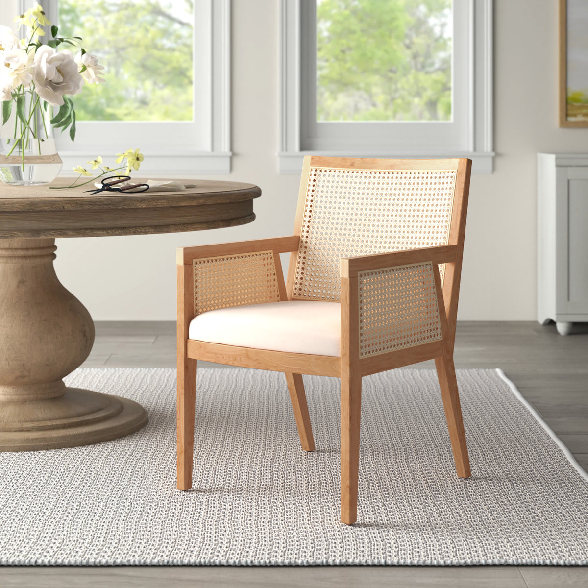Birch Lane™ Aurora Linen Arm Chair in Beige & Reviews | Wayfair