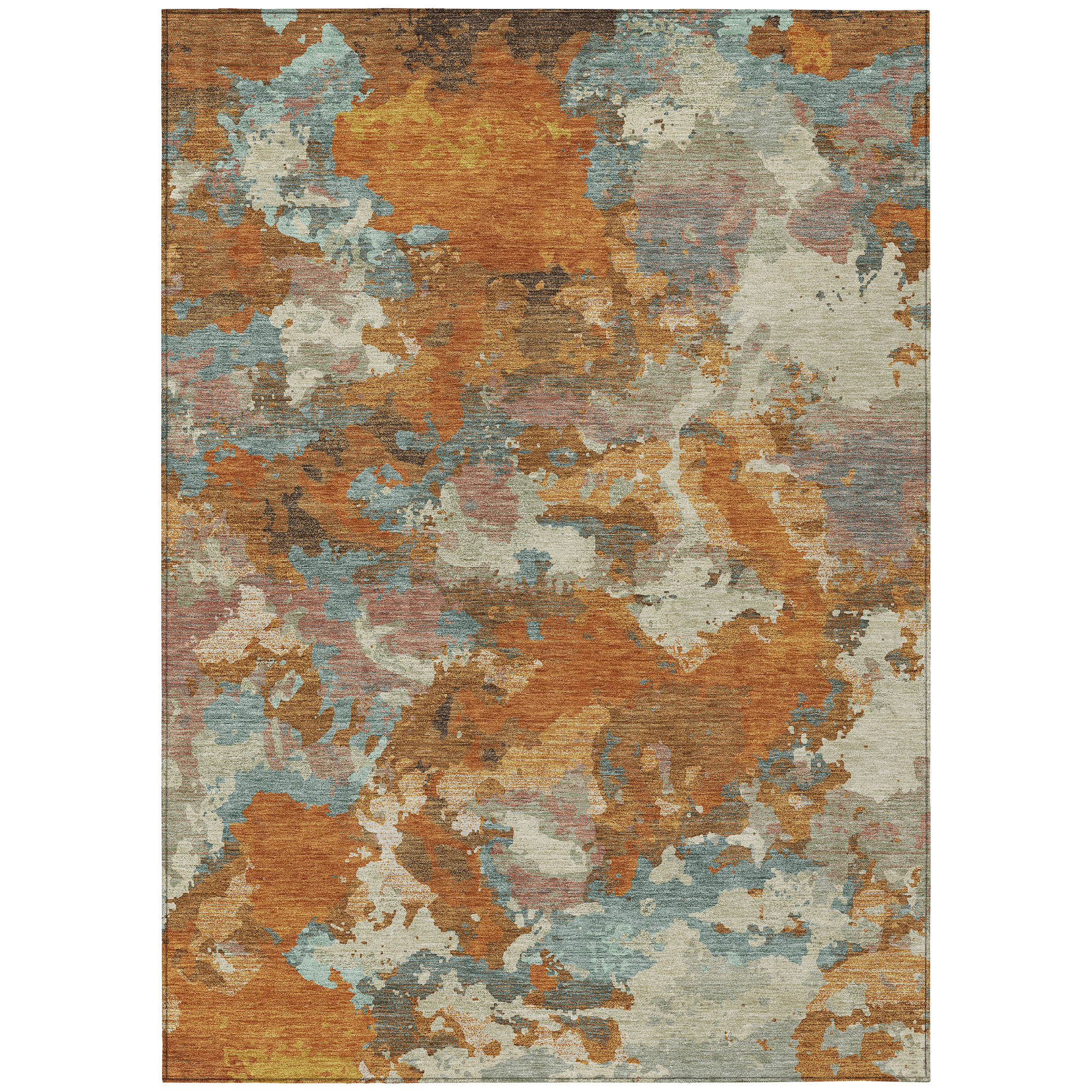 HomeRoots 8' X 10' Copper And Orange Abstract Washable Indoor Outdoor ...