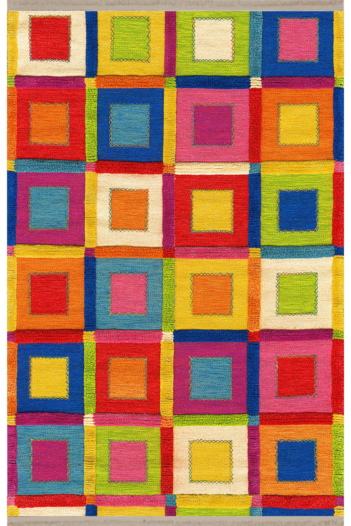 Dakota Fields Multi-Colored Interlocking Square Patterned Modern ...