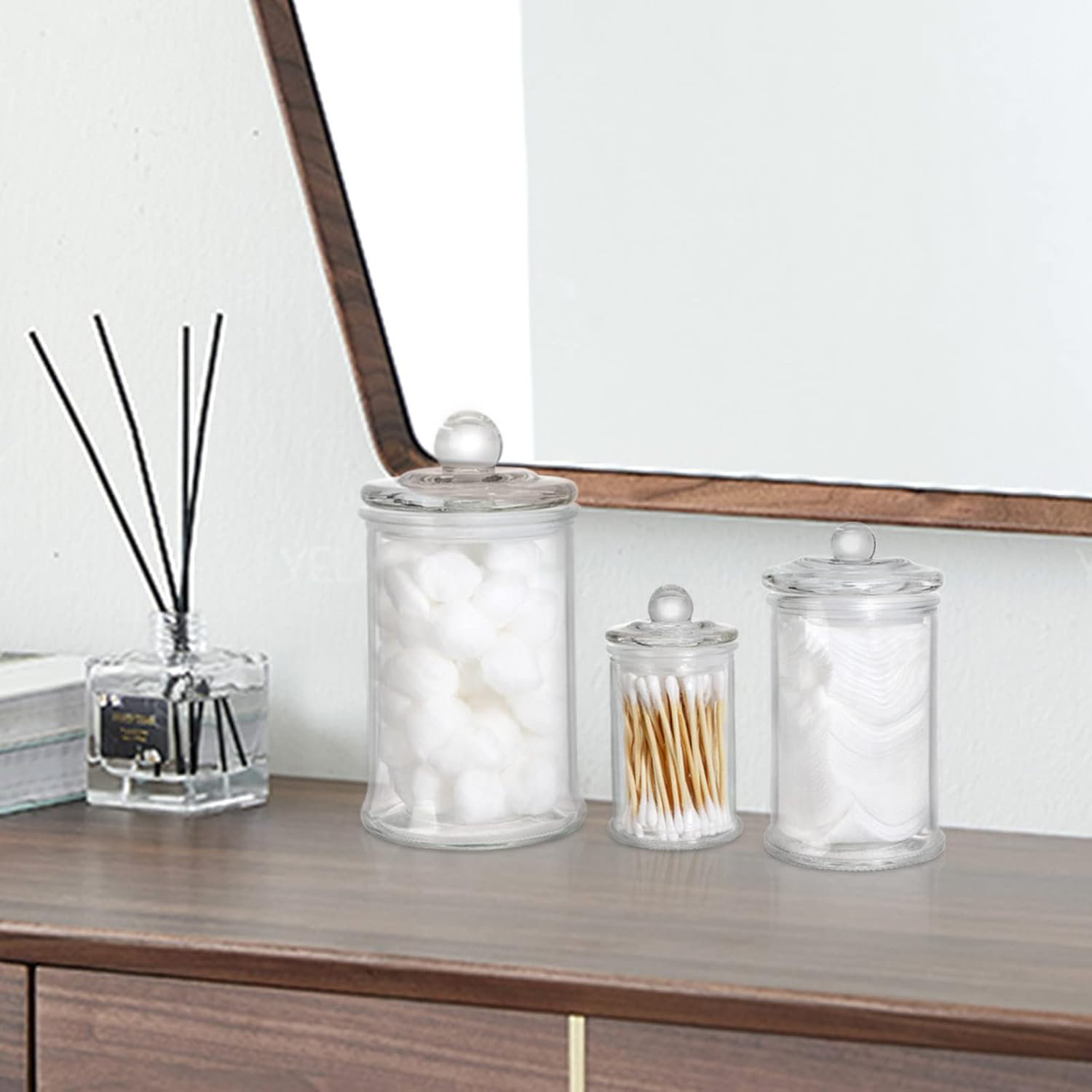 Lark Manor™ Set Of 3 Glass Apothecary Jars With Lids, Bathroom ...