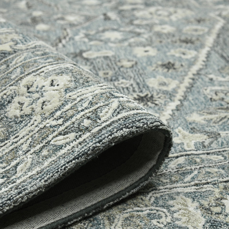 Bungalow Rose Shawsheen Handmade Hand Tufted Gray/Blue Rug | Wayfair