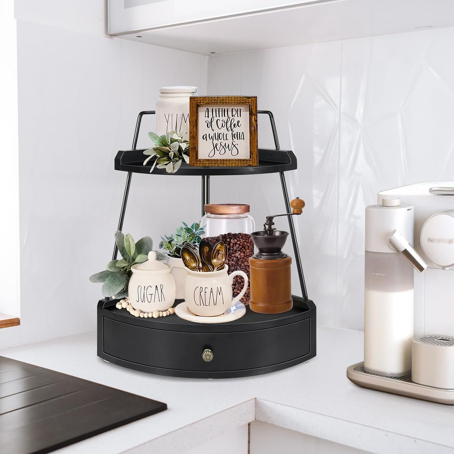 17 Stories 2 Tier Bathroom Counter Organizer, Wood Bathroom Organizer ...