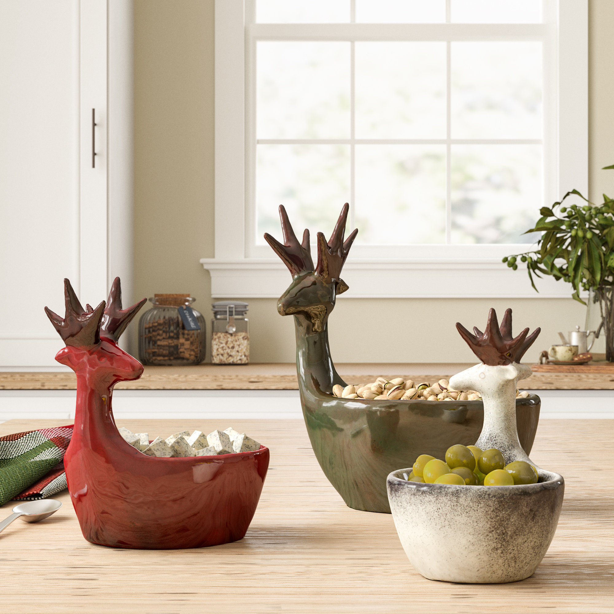 Birch Lane™ Bourne Ceramic Deer Decorative Bowl Set & Reviews - Wayfair ...
