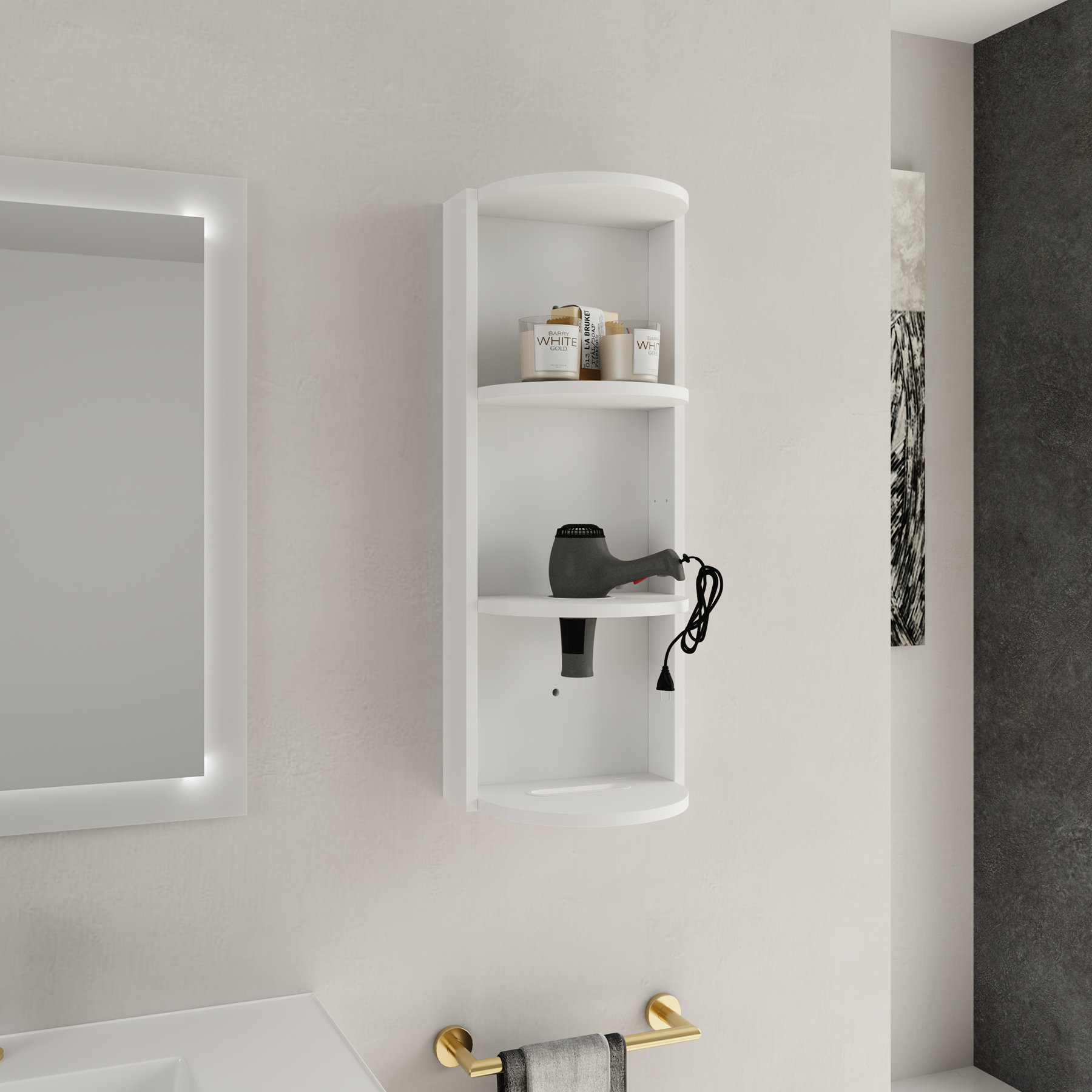 Latitude Run® Bathroom Wall-Mounted Storage Rack, Float Mounting Design ...