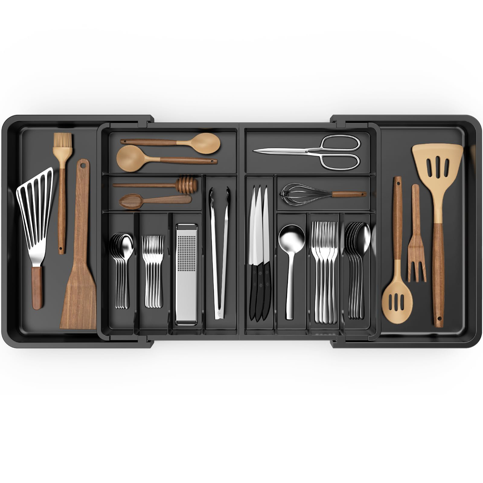 Orren Ellis Large Silverware Drawer Organizer,Utensil Drawer Organizer ...