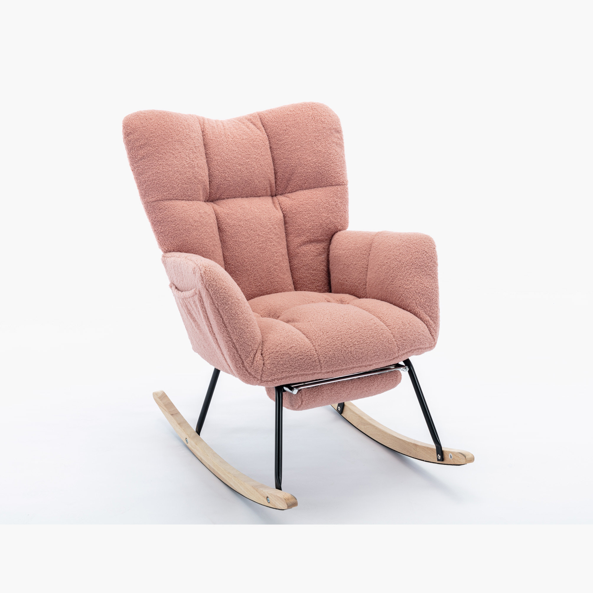 Corrigan Studio Chaise berçante en tissu avec repose-pieds Teddy ...