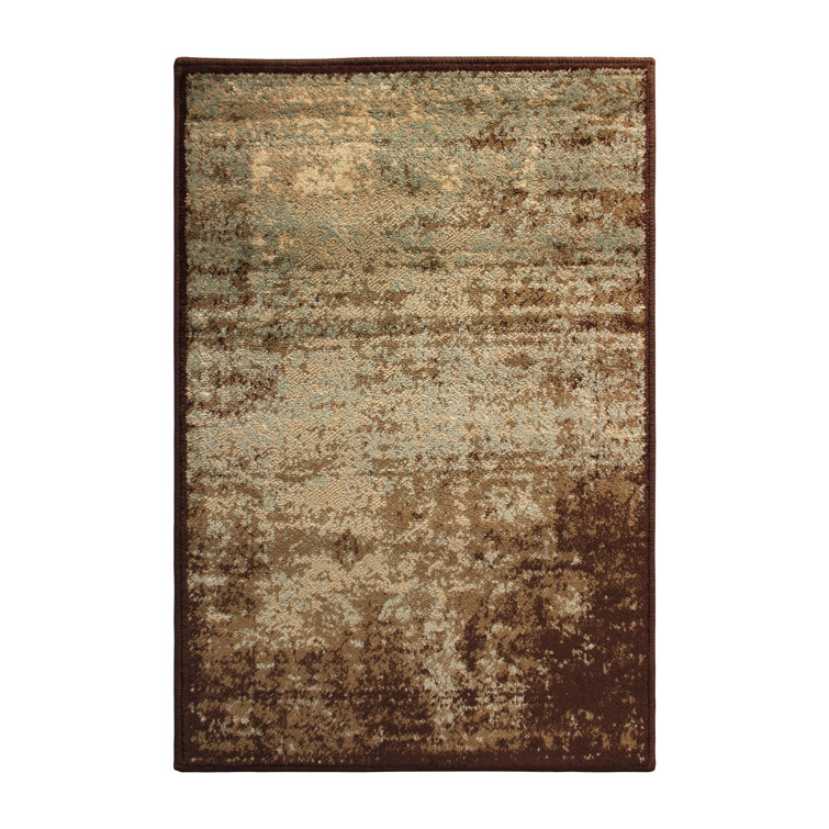 17 Stories Acid Wash Modern Gradient Teal-Brown Indoor Area Rug or ...