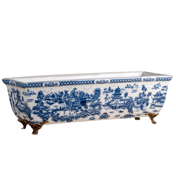 Danny's Fine Porcelain Blue Bronze Ormolu Porcelain Cachepot Planter ...