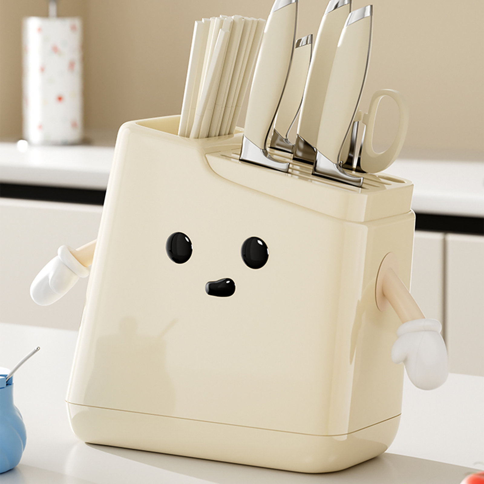 UFORU All-in-One Knife block and Utensil Holder with Pull-Out Drip Tray ...