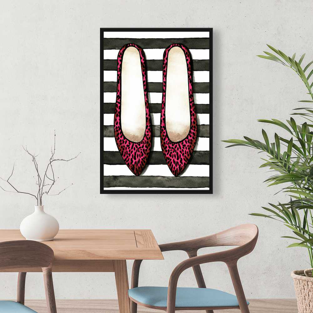 Lark Manor™ Leopard Pink Shoes - Framed Canvas for Home Decor | Wayfair