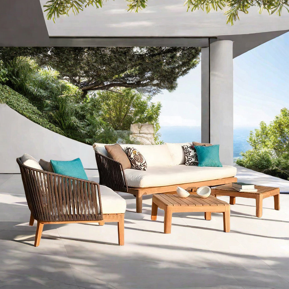 Elegance Furnishings Outdoor Recreation Patio Sofa 4 - Person Outdoor ...