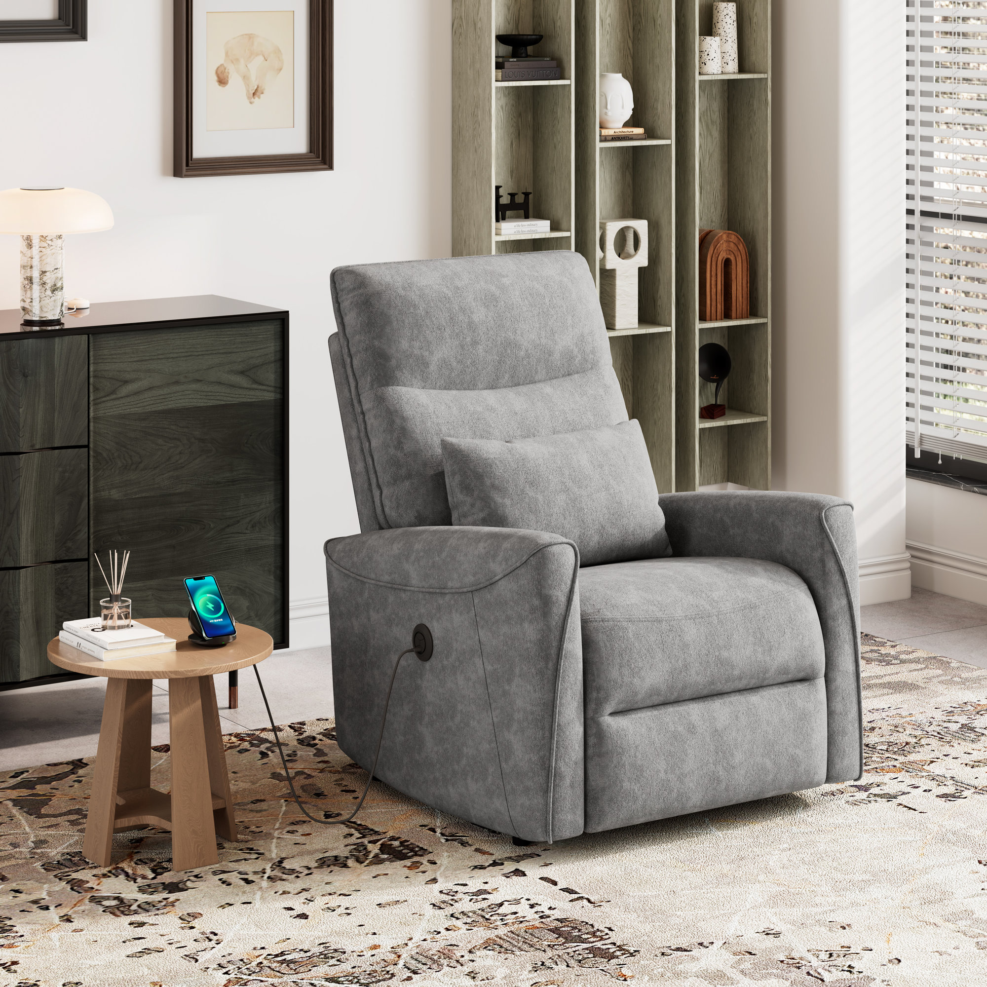 Latitude Run® Malkit Chenille Upholstered Ergonomics Power Recliner ...