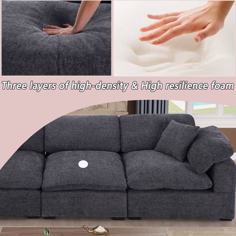 Latitude Run® Wilroy 6-piece Comfy U-shaped Sofa Couch Reversible ...
