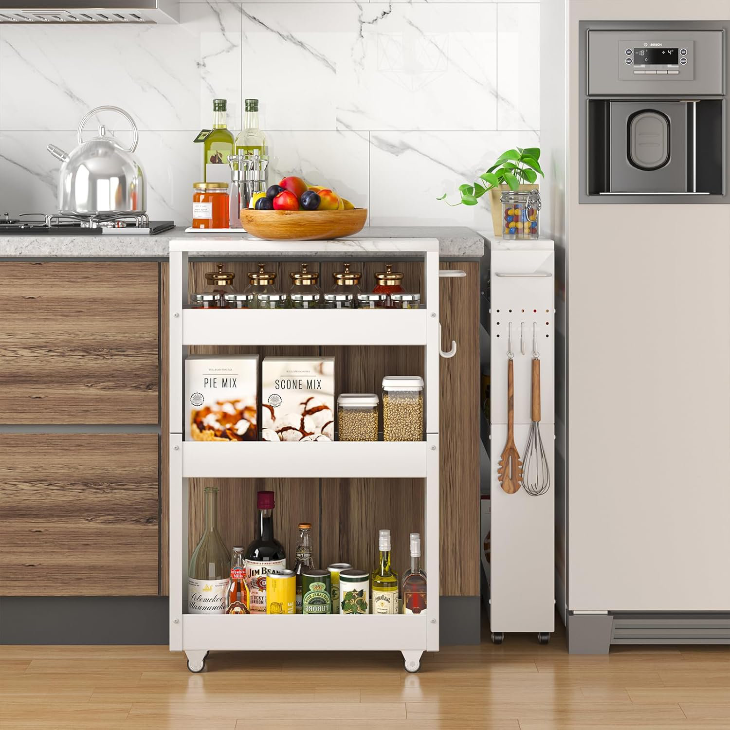 SUEH Design 4-Tier Kitchen Rolling Cart Storage Cabinet - Wayfair Canada