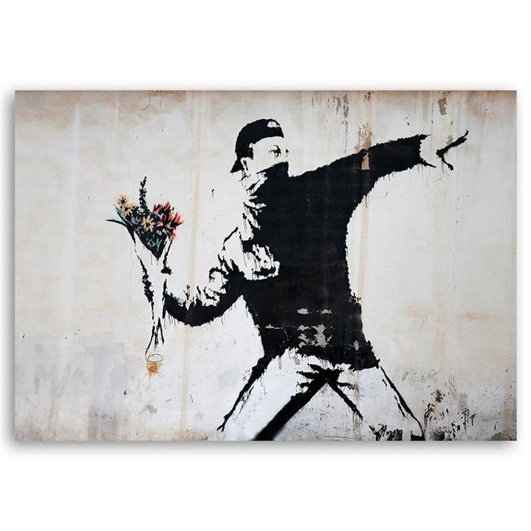 Rosalind Wheeler Banksy Throwing Flowers Street Art - Wrapped Canvas ...
