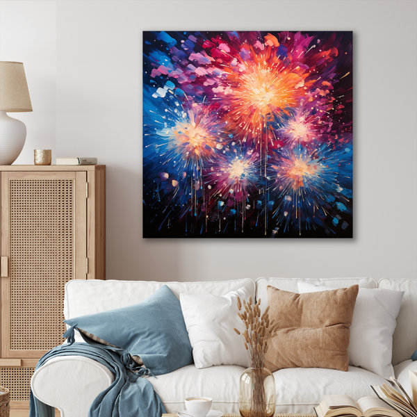 Wrought Studio Blue And Pink Fireworks Brilliance - Fireworks Wall Art ...