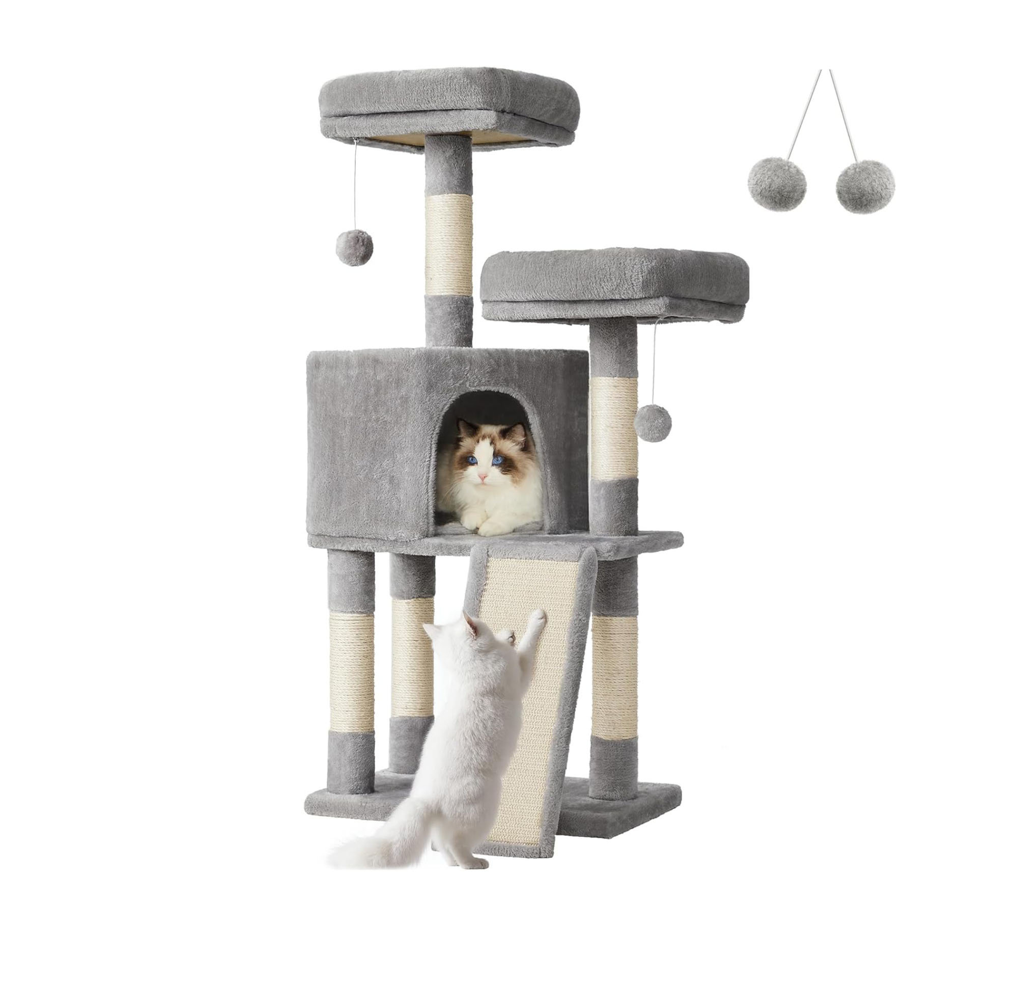 Corrigan Studio® Cat Tower,45.3-Inch Cat Condo with Scratching Post ...