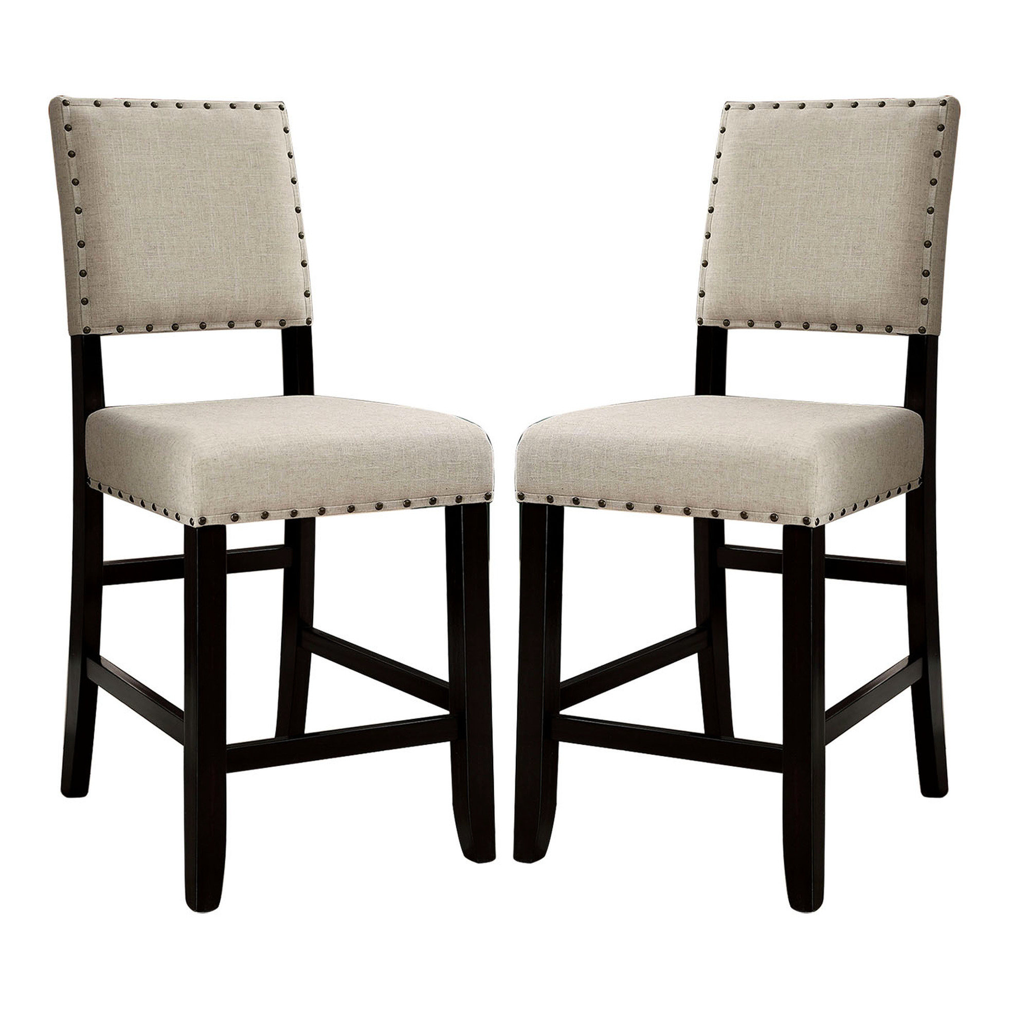 One Allium Way® Beige Linen-Like Counter Height Chairs With Robust ...