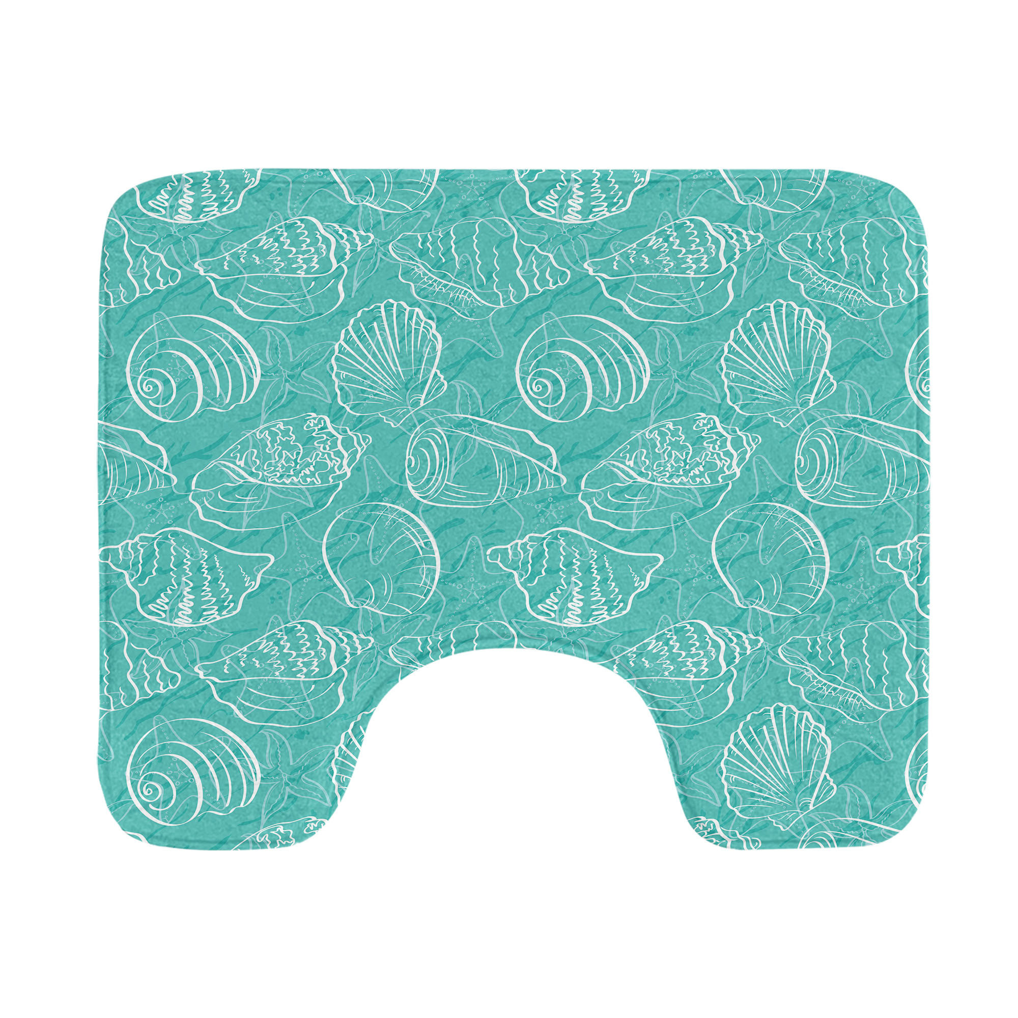 East Urban Home Sea Shells Toilet Mat U-Shape Bathroom Rug 20" Seafoam ...