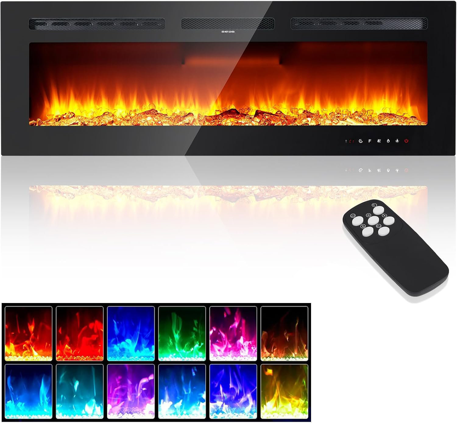 gaomon Electric Fireplace Wall Mounted And Recessed With Remote Control ...