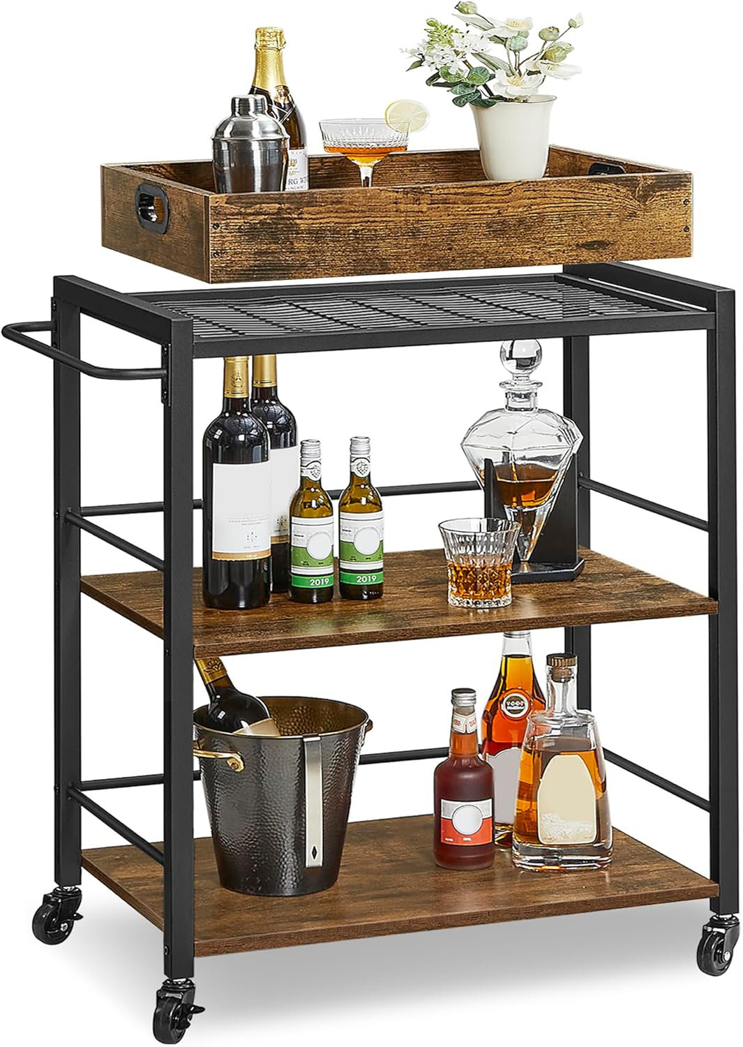 AGROTECH AVS Kitchen Serving Cart with Removable Tray, 3-Tier Kitchen ...