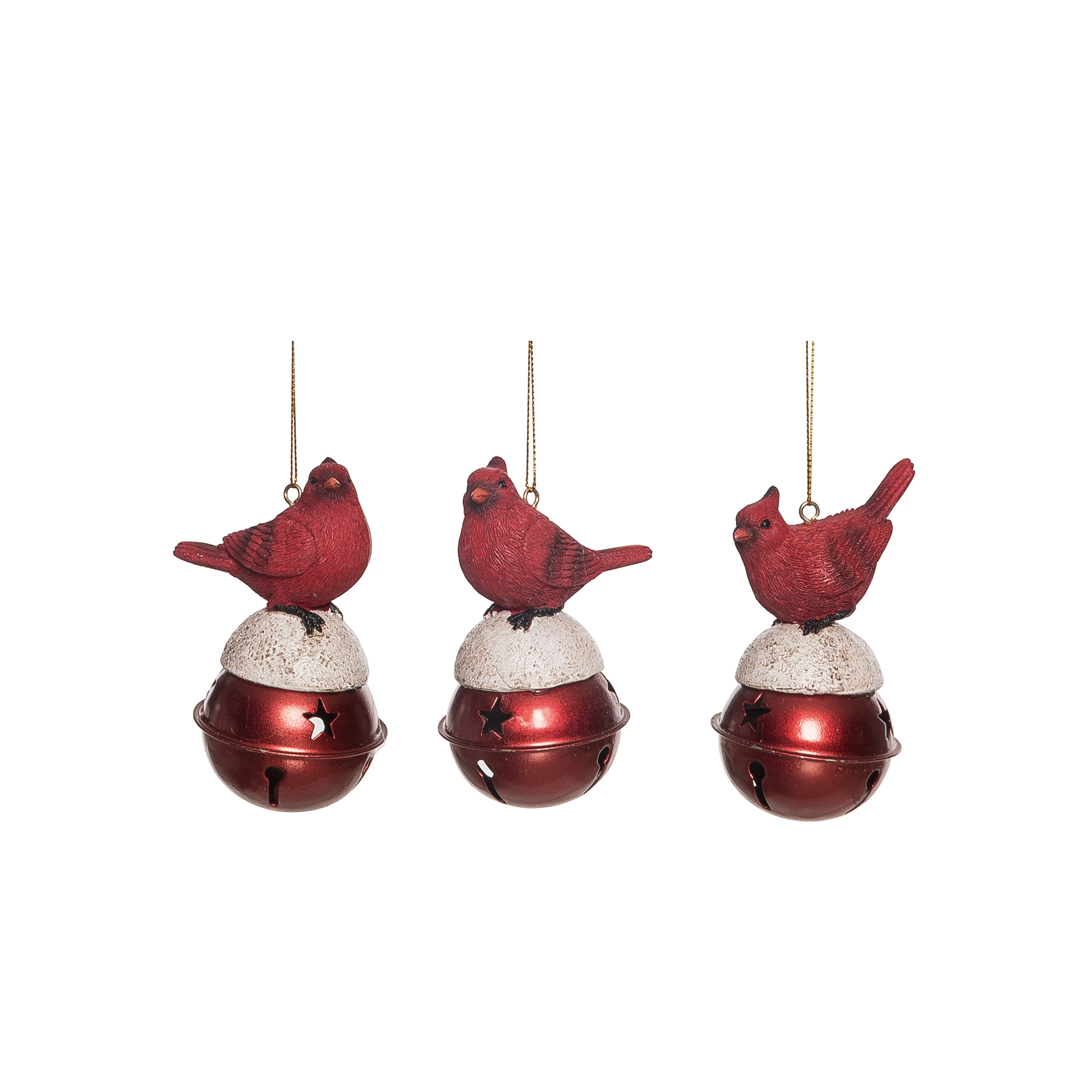 Alcott Hill® Resin Bird & Bell Ornament Set of 3 Christmas Home ...