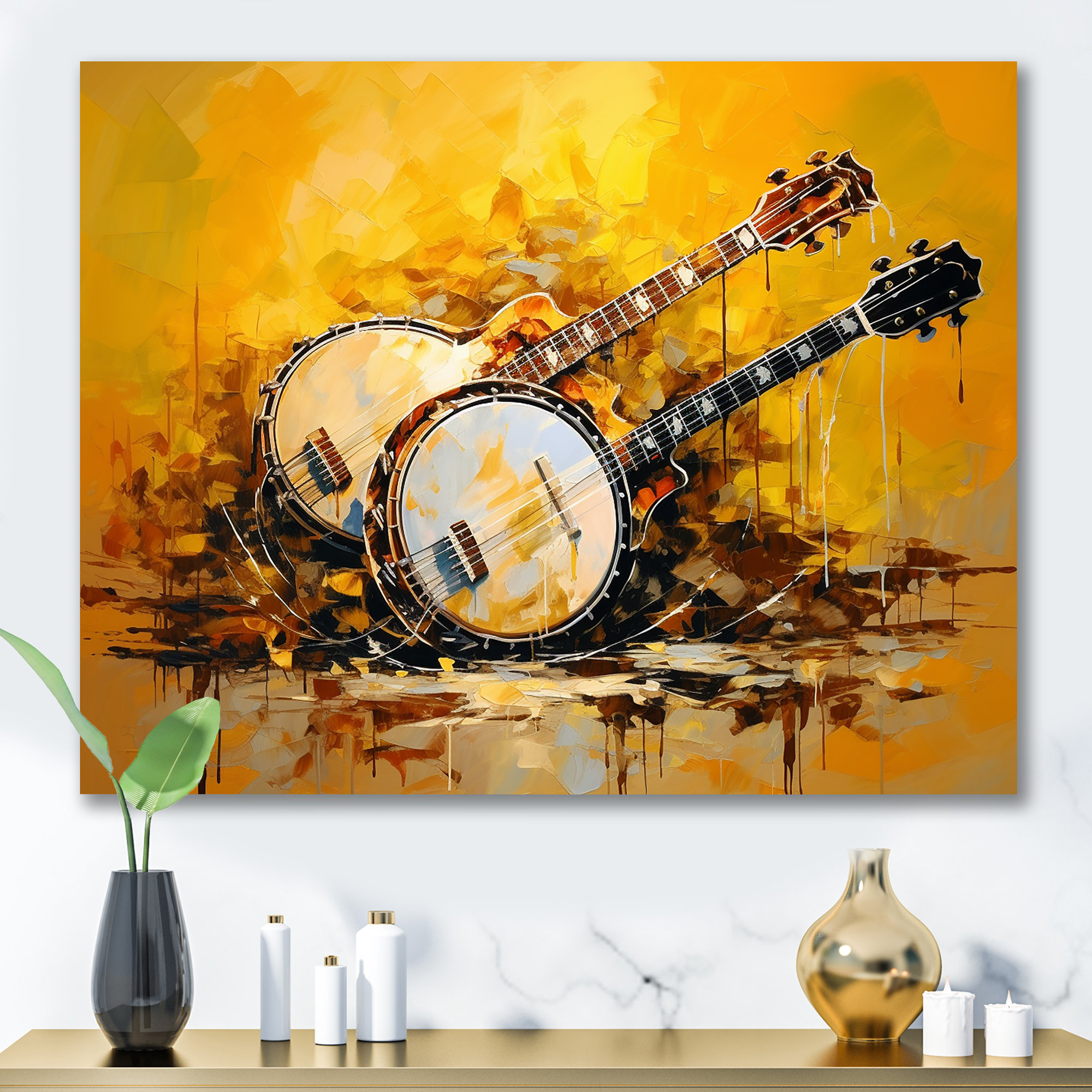 Winston Porter Music Banjo Bliss Sunny Yellow I - Music Wall Decor ...