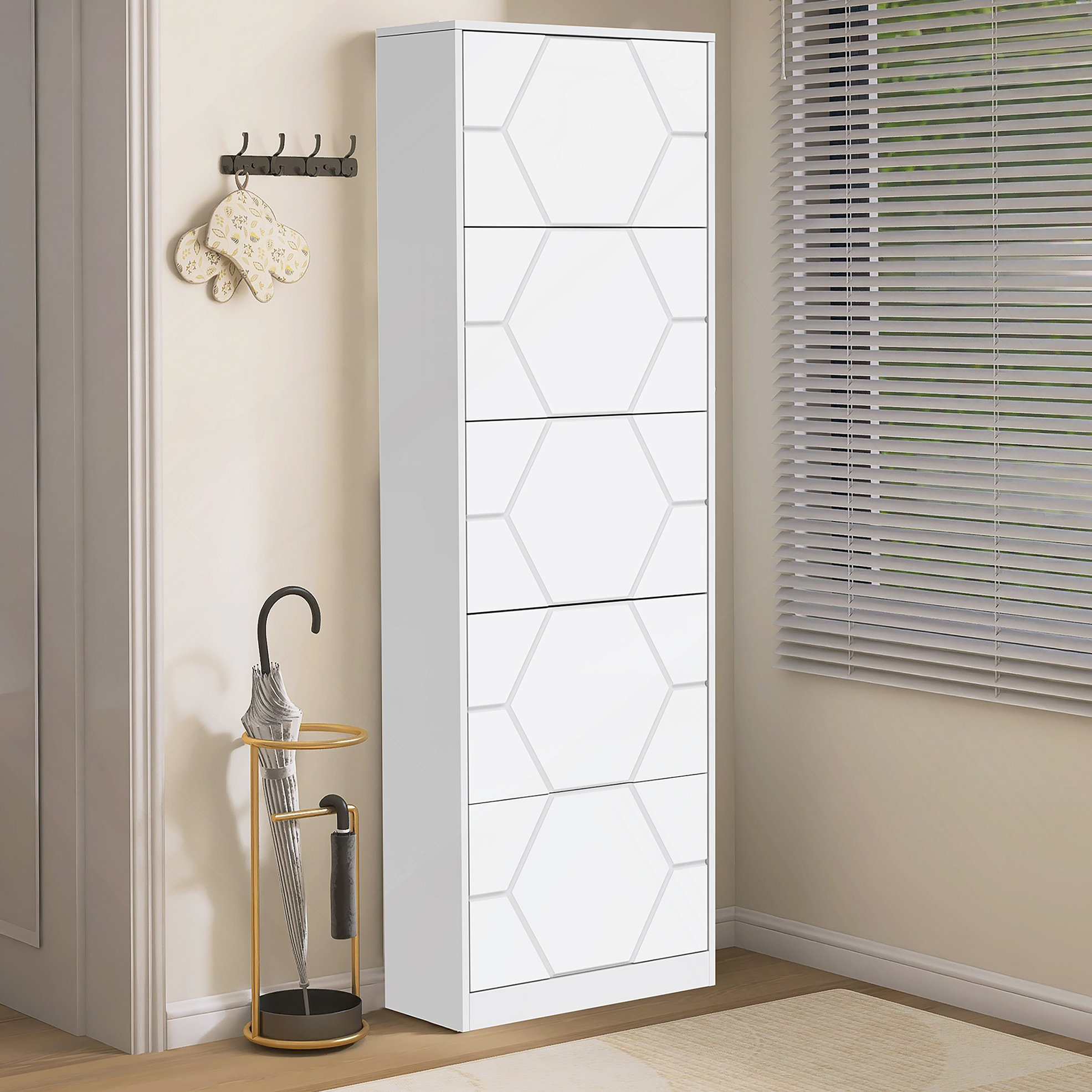 Hokku Designs Shoe Storage Cabinet for Entryway, 5 Tiers Shoe Organizer ...