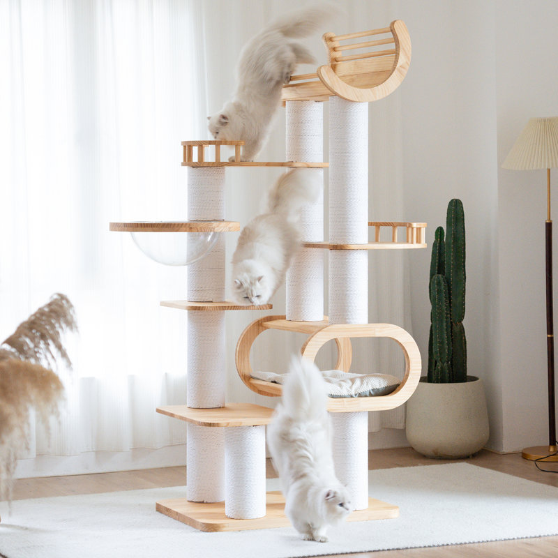 KZLAA Pine Solid Wood Cat Tree | Wayfair