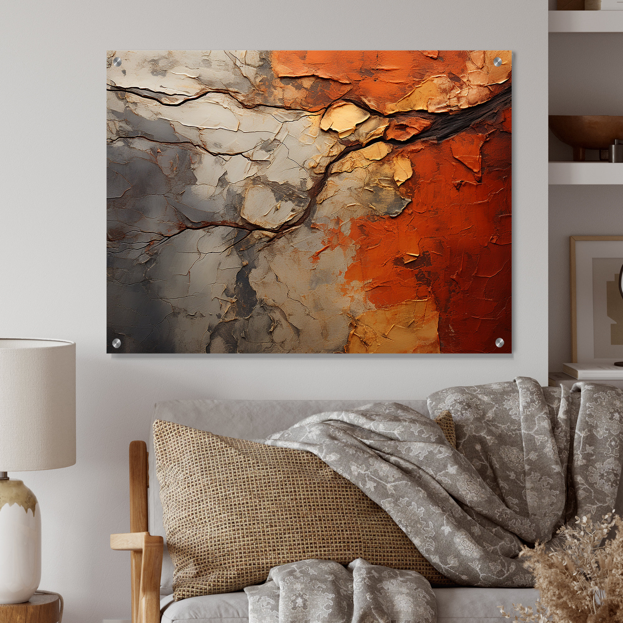 Wrought Studio™ Orange Grey Abstract Redwood Tree Collage - Tree ...