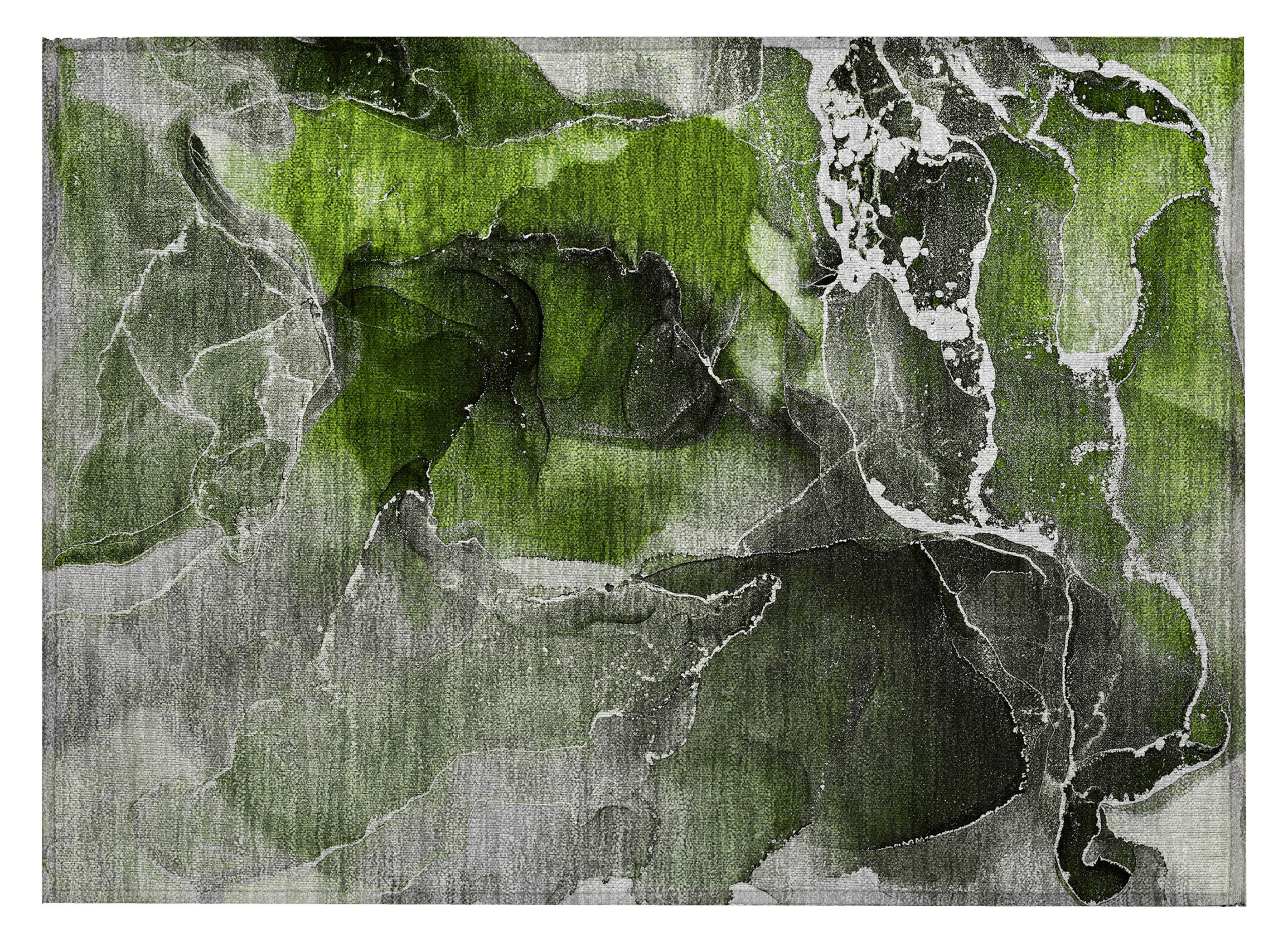 Wrought Studio™ 2' X 3' Green Abstract Washable Non Skid Indoor Outdoor ...