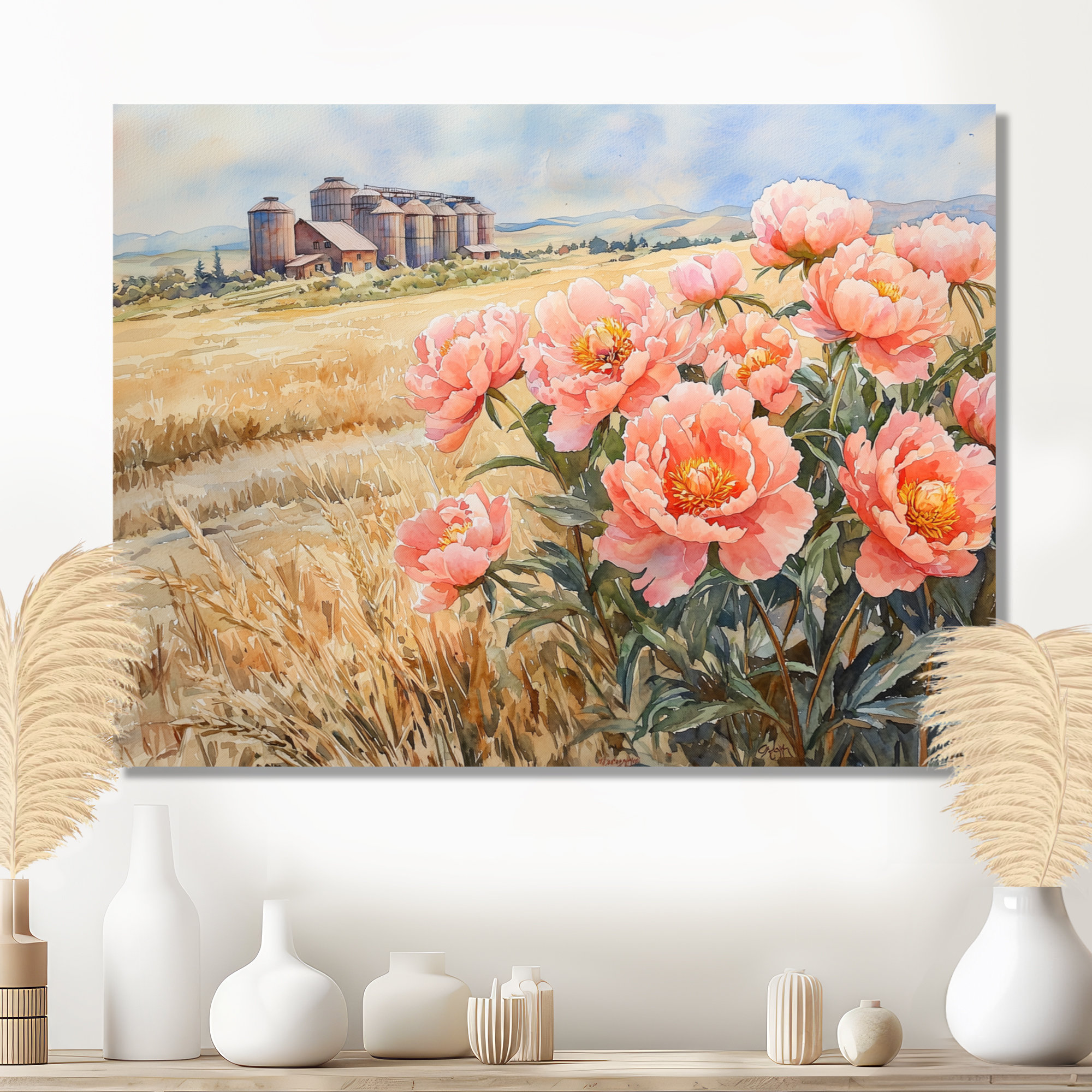 August Grove® Ferme, pivoines dans le bac à grains II - pivoines ...