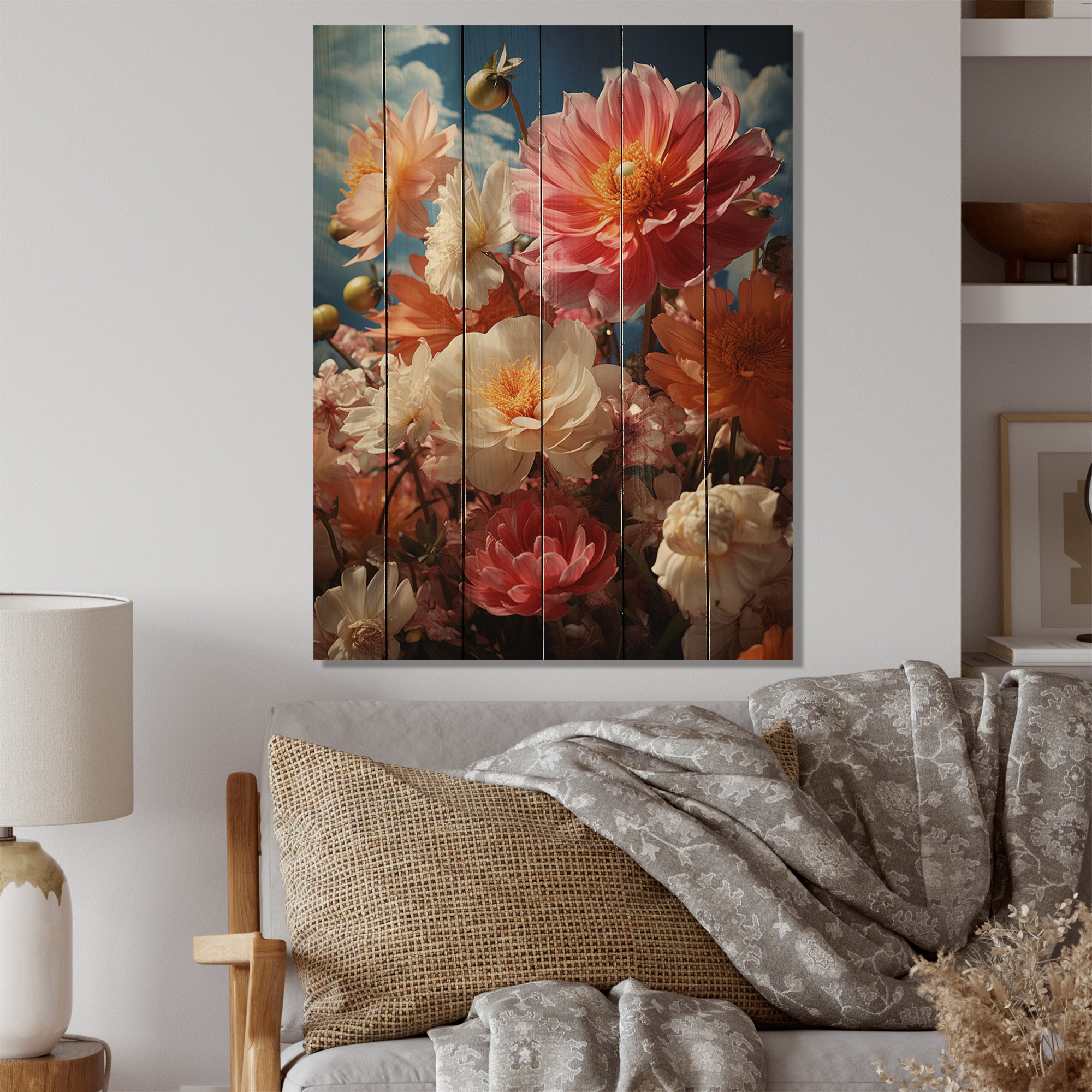 Red Barrel Studio Laton rose, fleurs blanches, champs de rêves ...