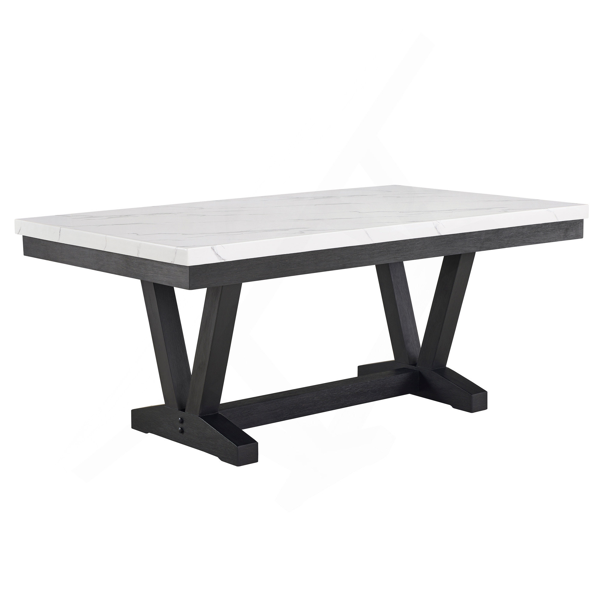 Ivy Bronx Modern Faux Marble & Black Dining Room Rectangular Table V ...