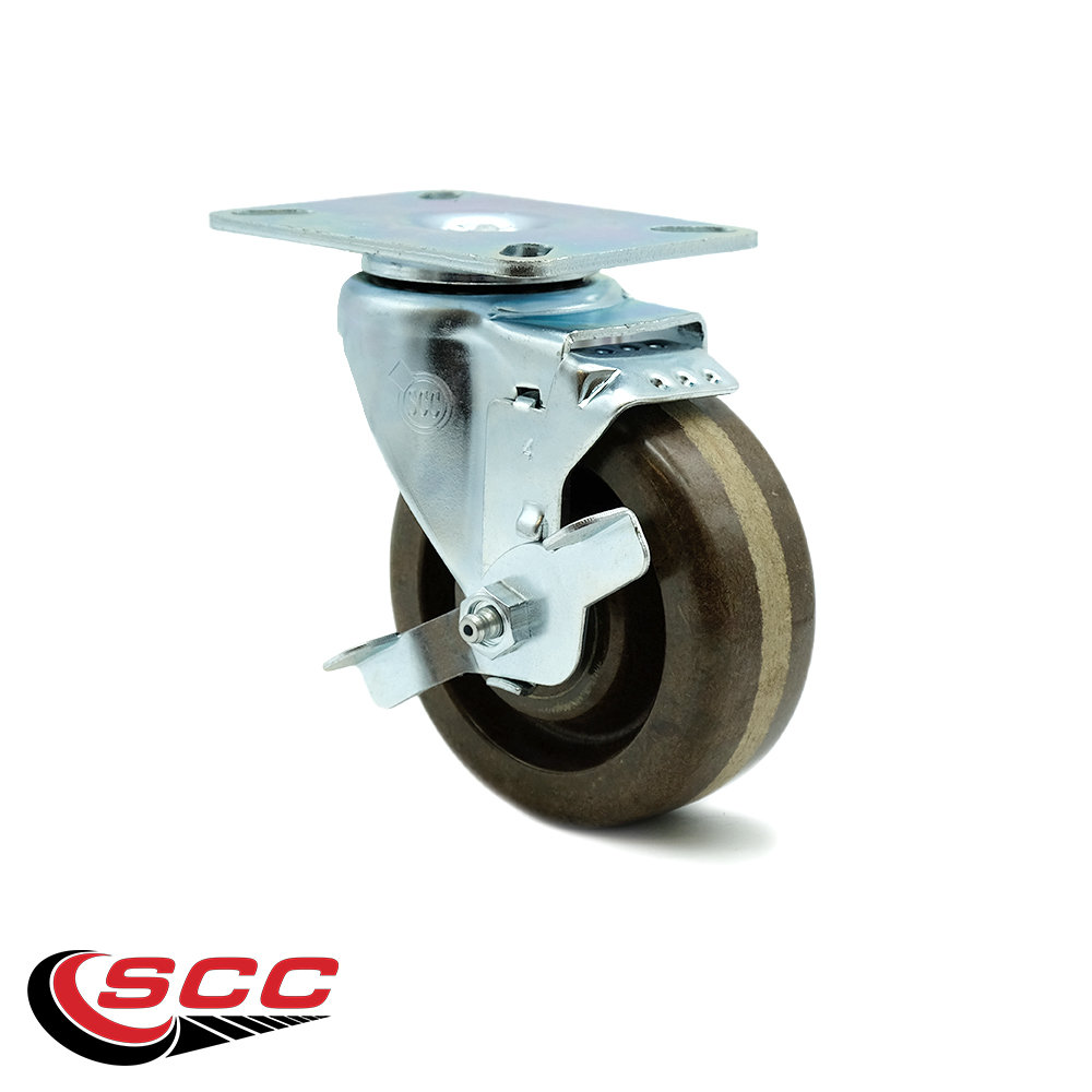 Service Caster 4 Inch High Temp Phenolic Wheel Swivel Top Plate Caster ...