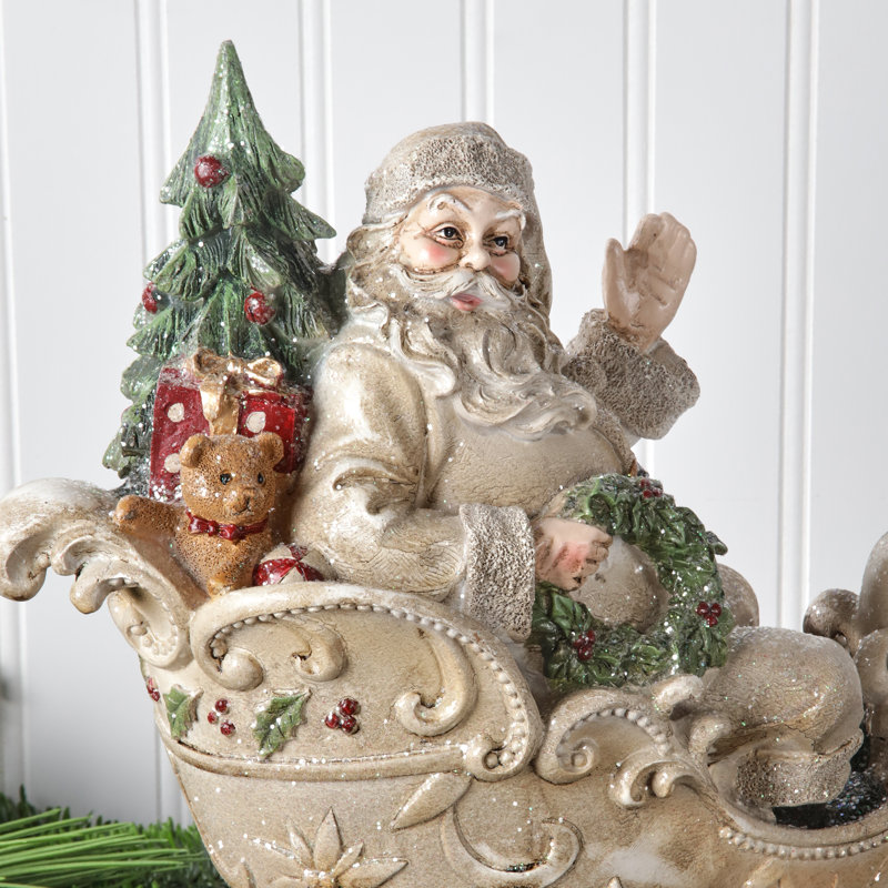 Regency International 12" Resin Santa In Sleigh | Wayfair