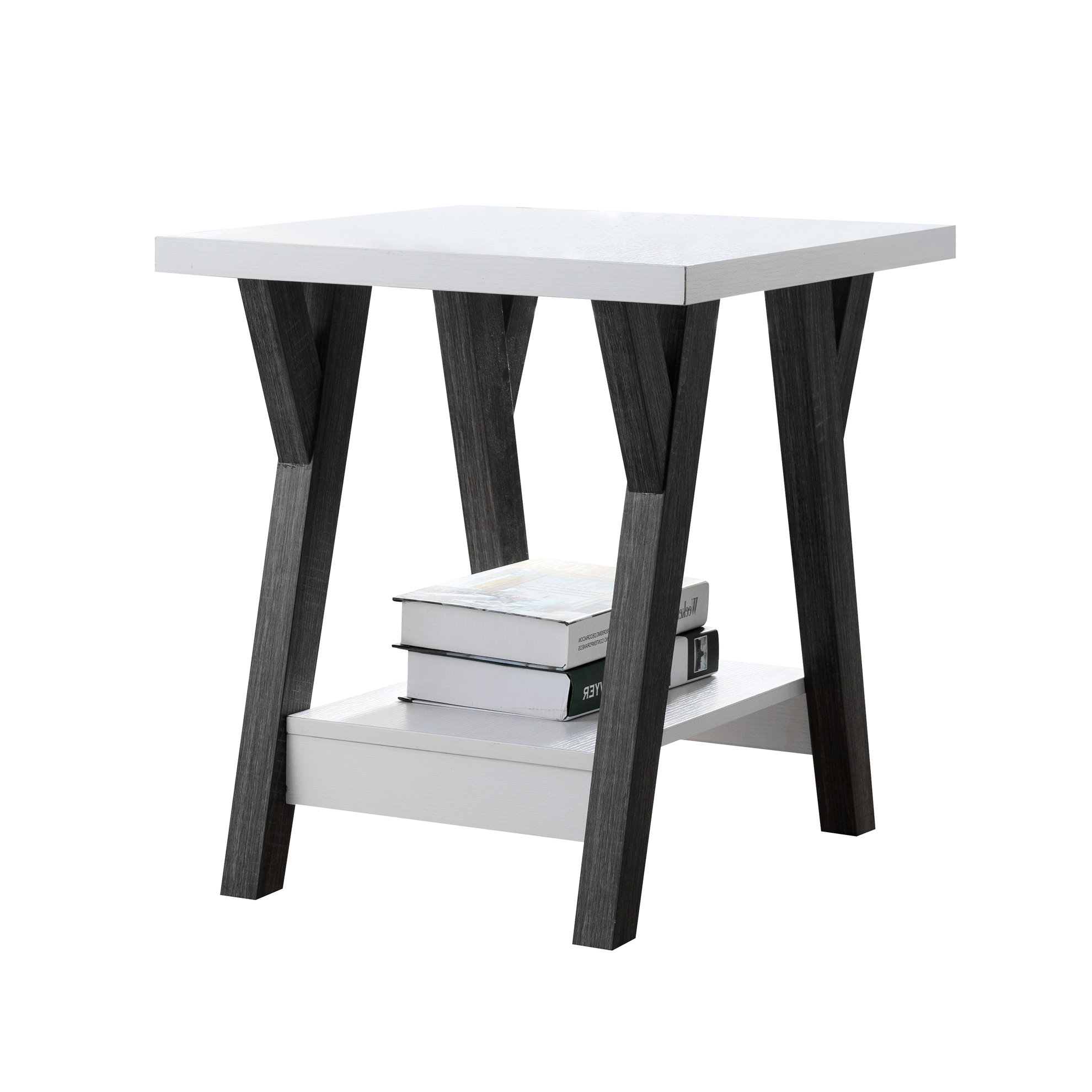Ebern Designs Modern White End Table, Chair Side End Table For Living ...