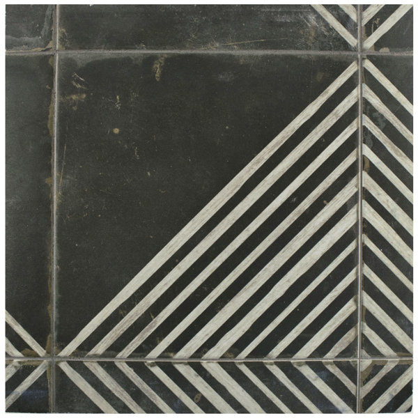 Merola Tile Kings Rombos Night 18" x 18" Ceramic Patterned Wall & Floor ...