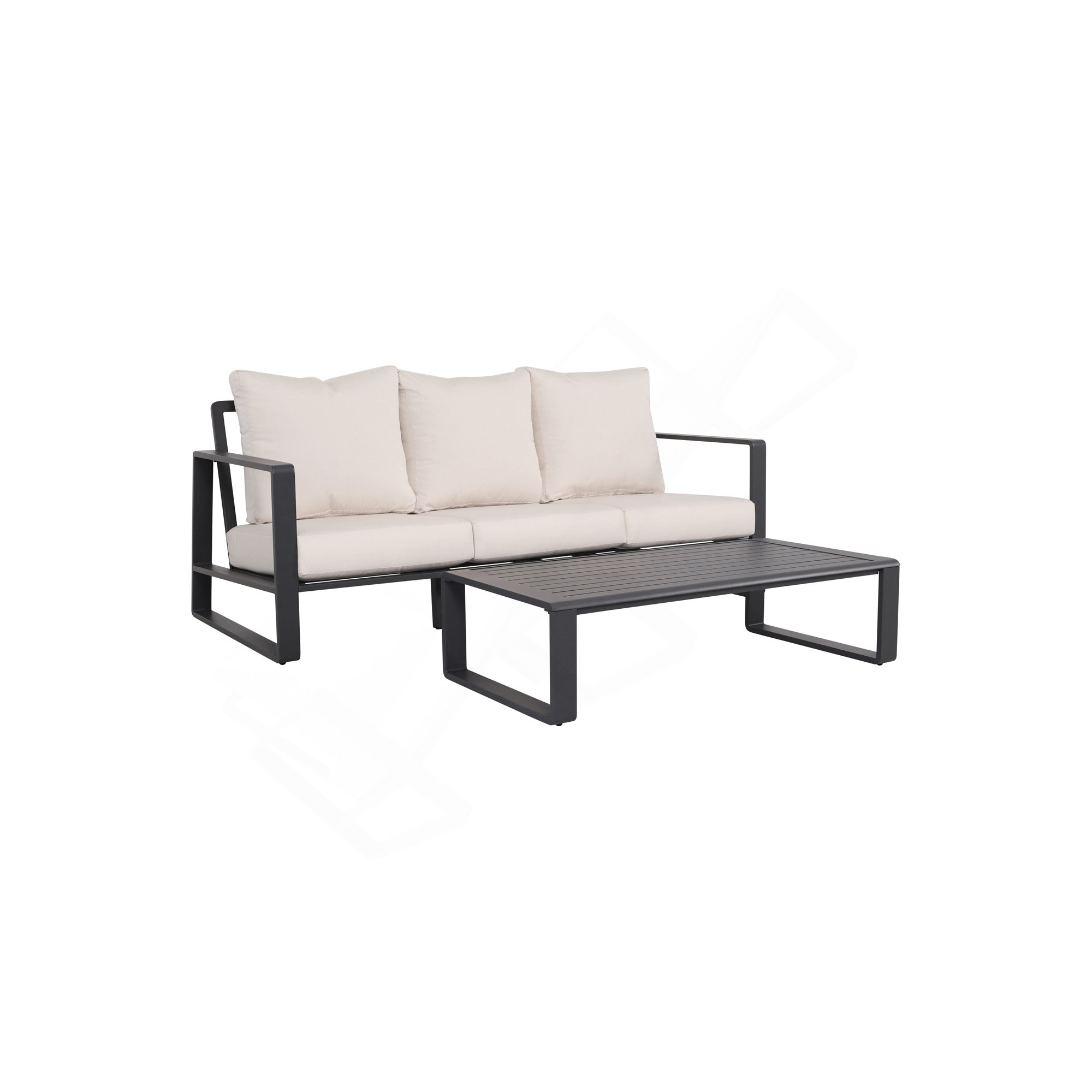 Hokku Designs Comfortable Three-Seat Sofa And Rectangular Coffee Table ...