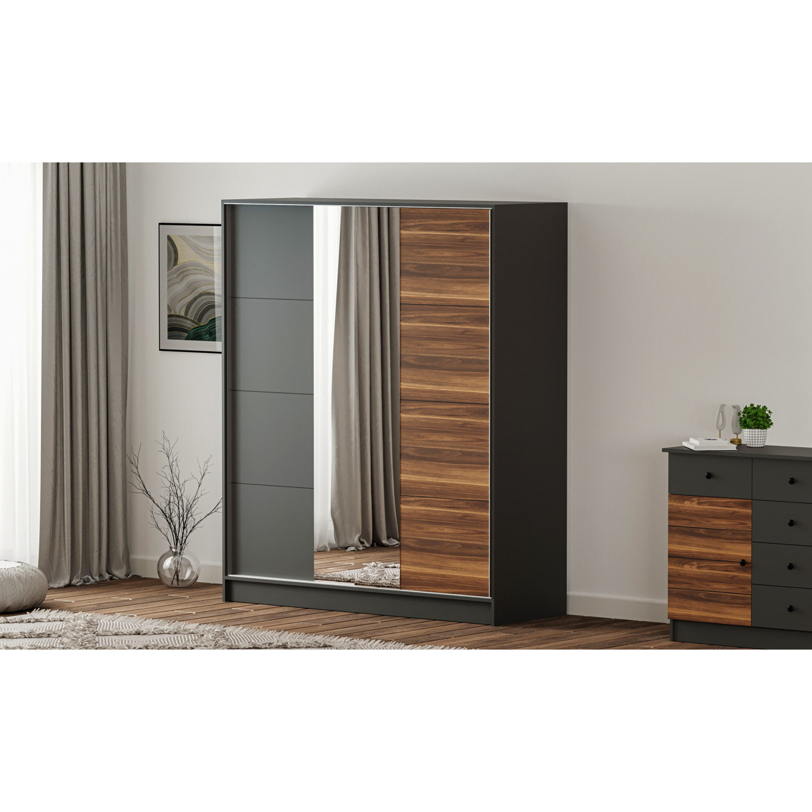 Brayden Studio MILANO Mirrored Sliding Door Wardrobe | Wayfair.co.uk