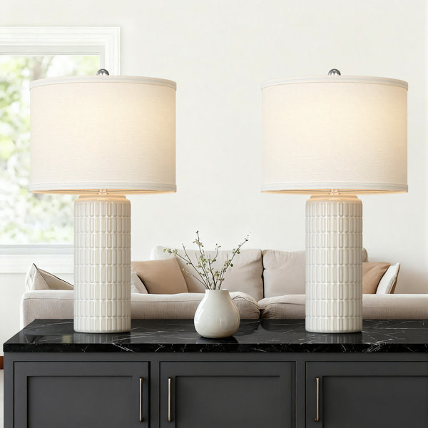 Wade Logan® 23" Contemporary Ceramic Table Lamp With Linen Shade ...