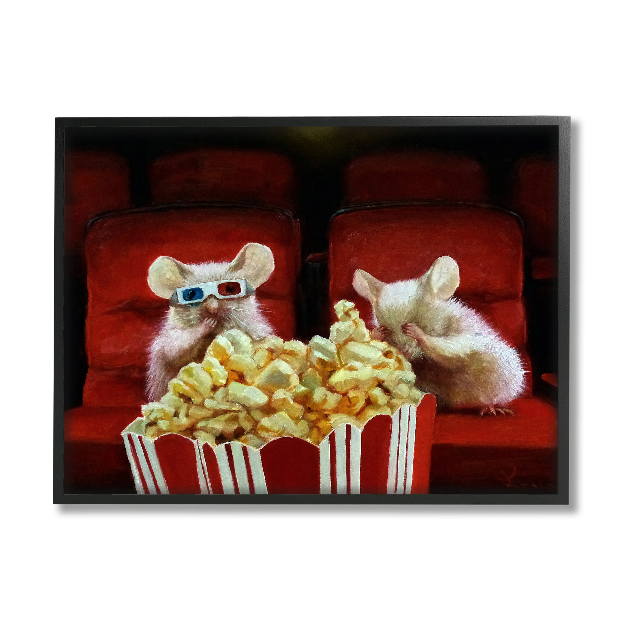 Stupell Industries Mice Movie Theater Popcorn Framed On Wood by Lucia ...