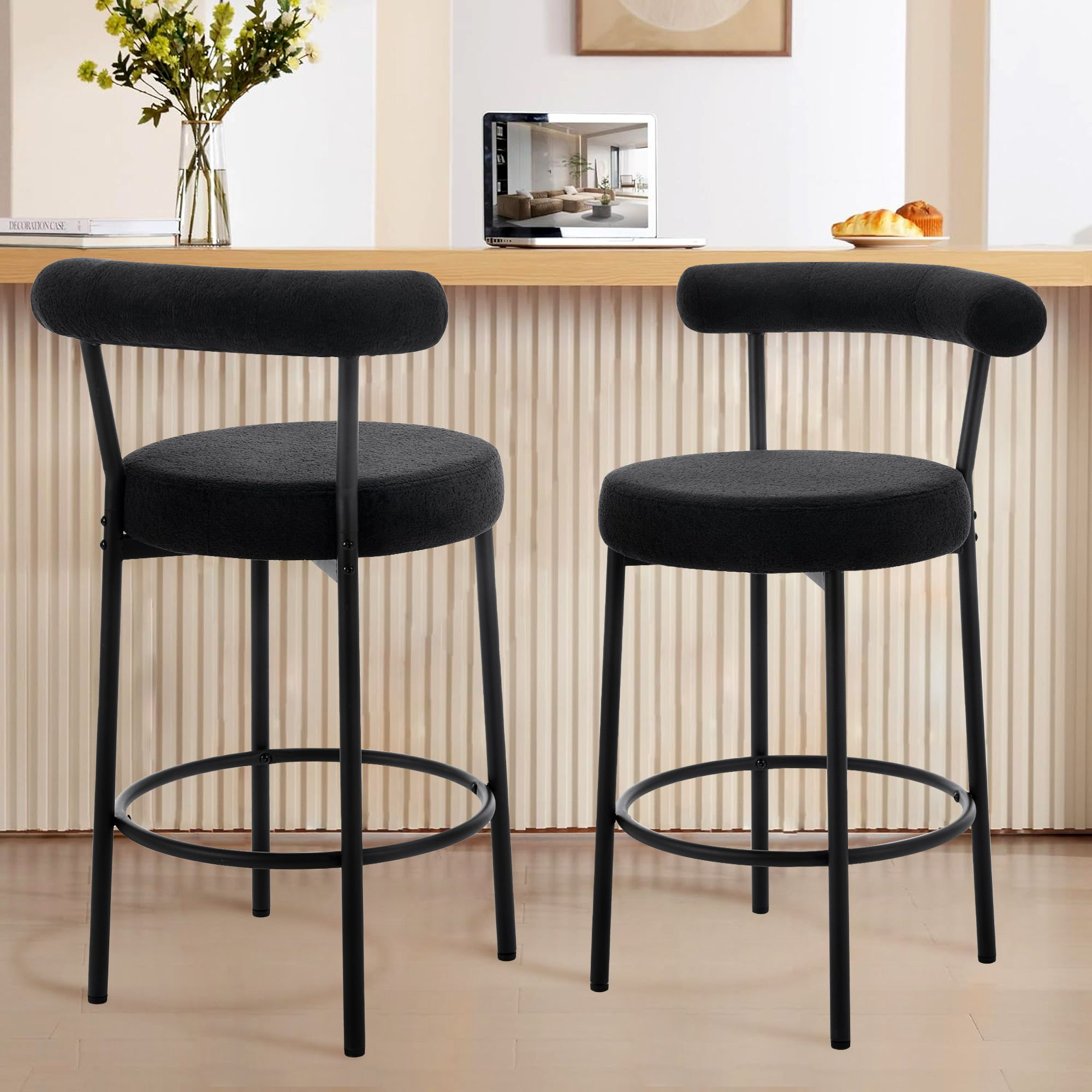 Ebern Designs Bar Stools Set of 2, 24 Inches Counter Height Barstools ...