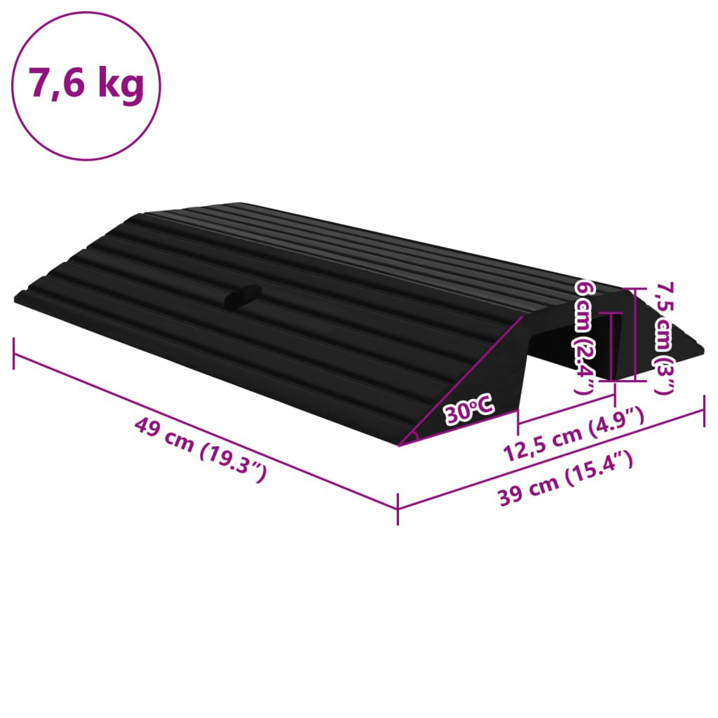 Vidaxl Bridge Threshold Ramps 3 Pcs 19.3X15.7X3.1" Rubber | Wayfair