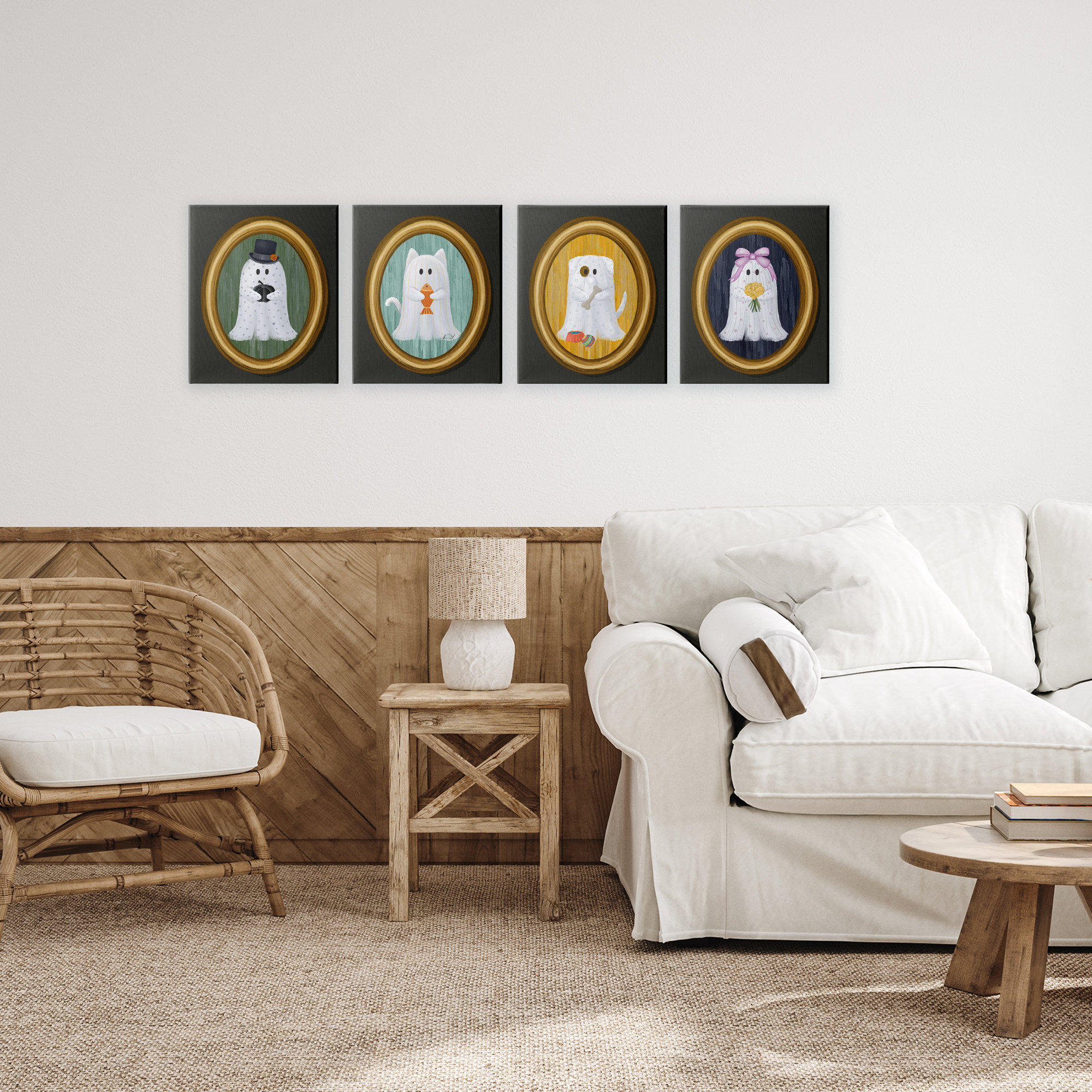 Red Barrel Studio® Halloween Ghosts & Pets 4pc Canvas Set, design by ...