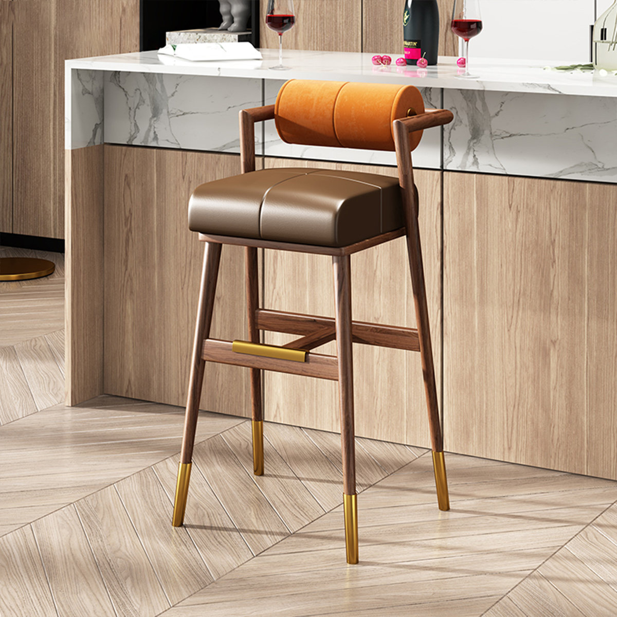 Coxambrey Retro Solid Wood Backrest Bar Stool - Wayfair Canada