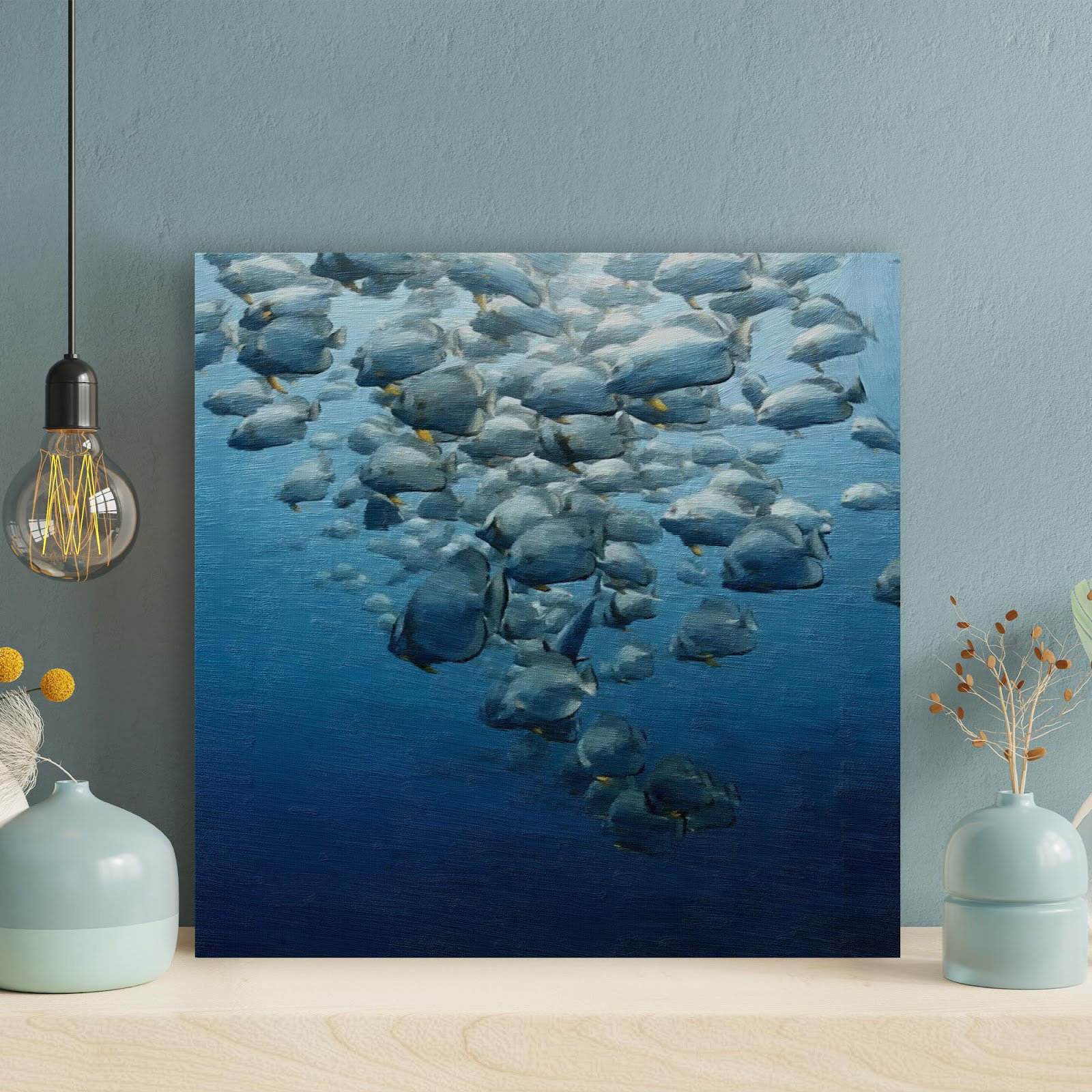 Rosecliff Heights A School Of Fish With Yellow Oars - 1 Piece Square ...