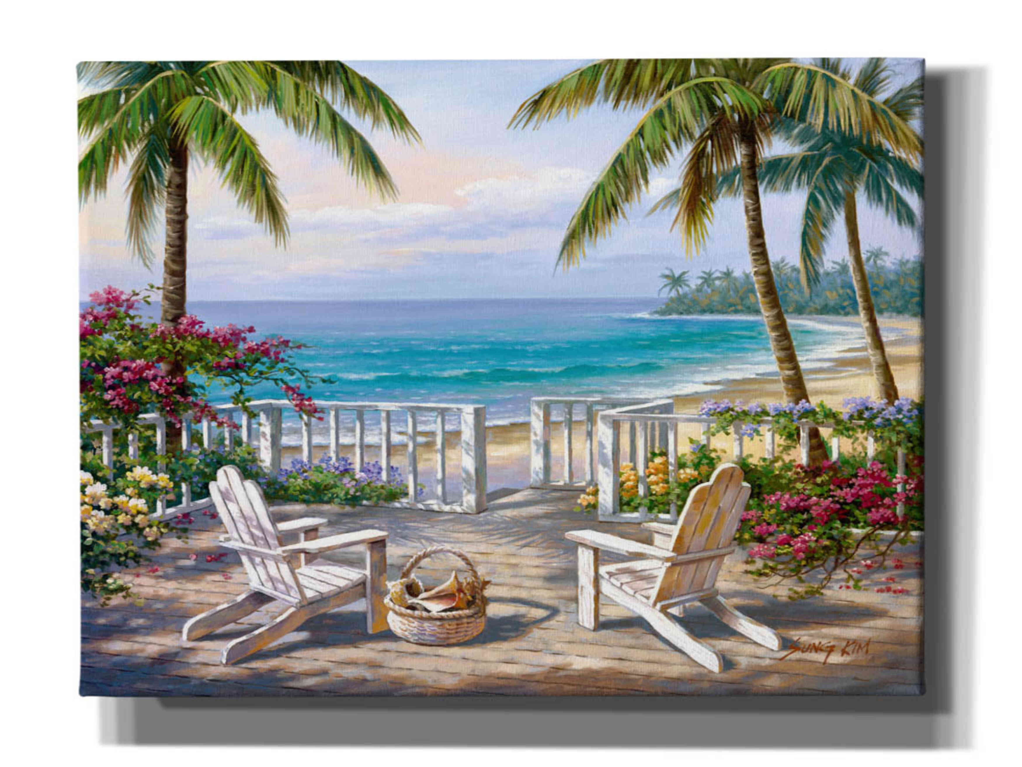 Bay Isle Home Epic Graffiti 'Coastal View' By Sung Kim, Canvas W ...