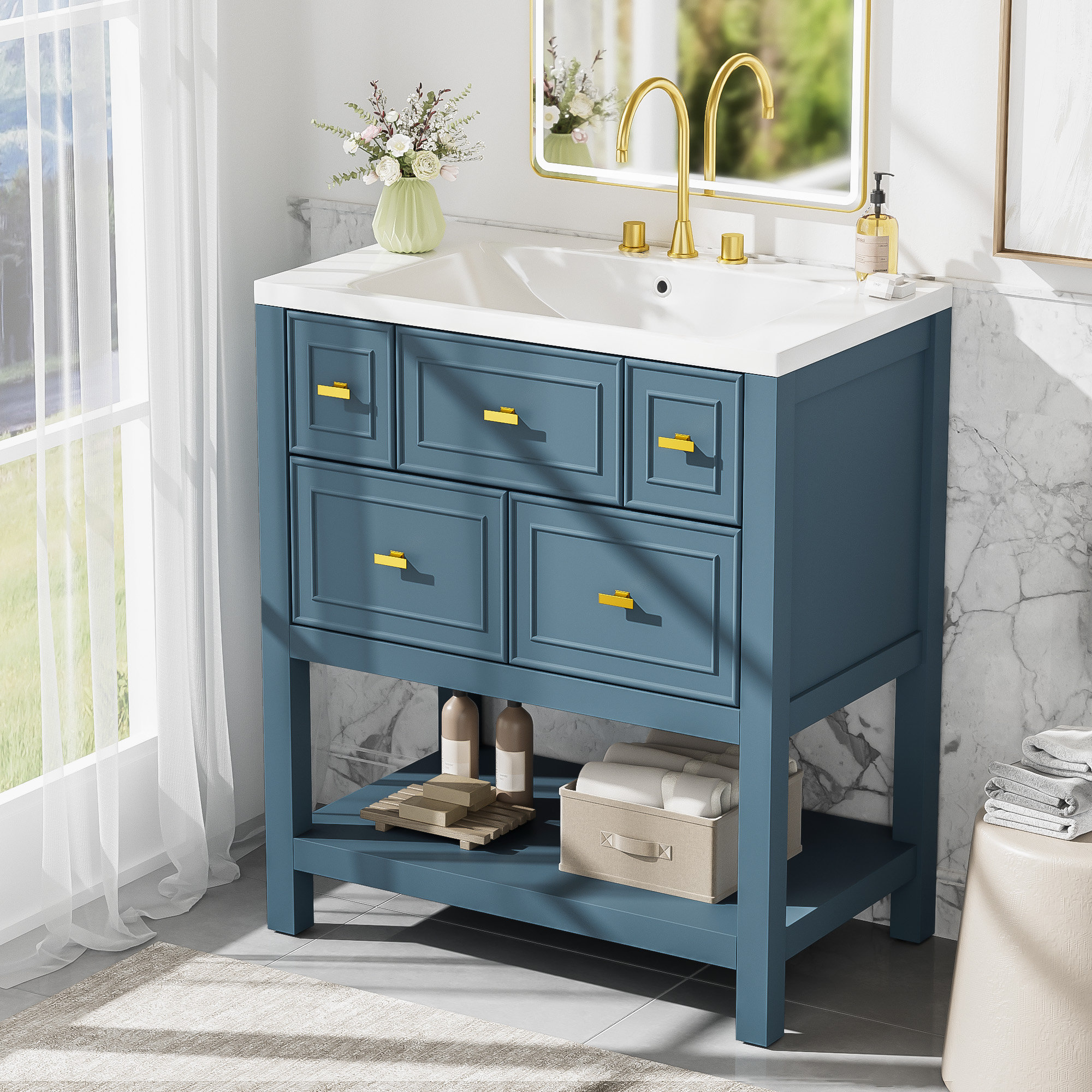 Winston Porter Torance 30 Single Bathroom Vanity With Resin Top Wayfair