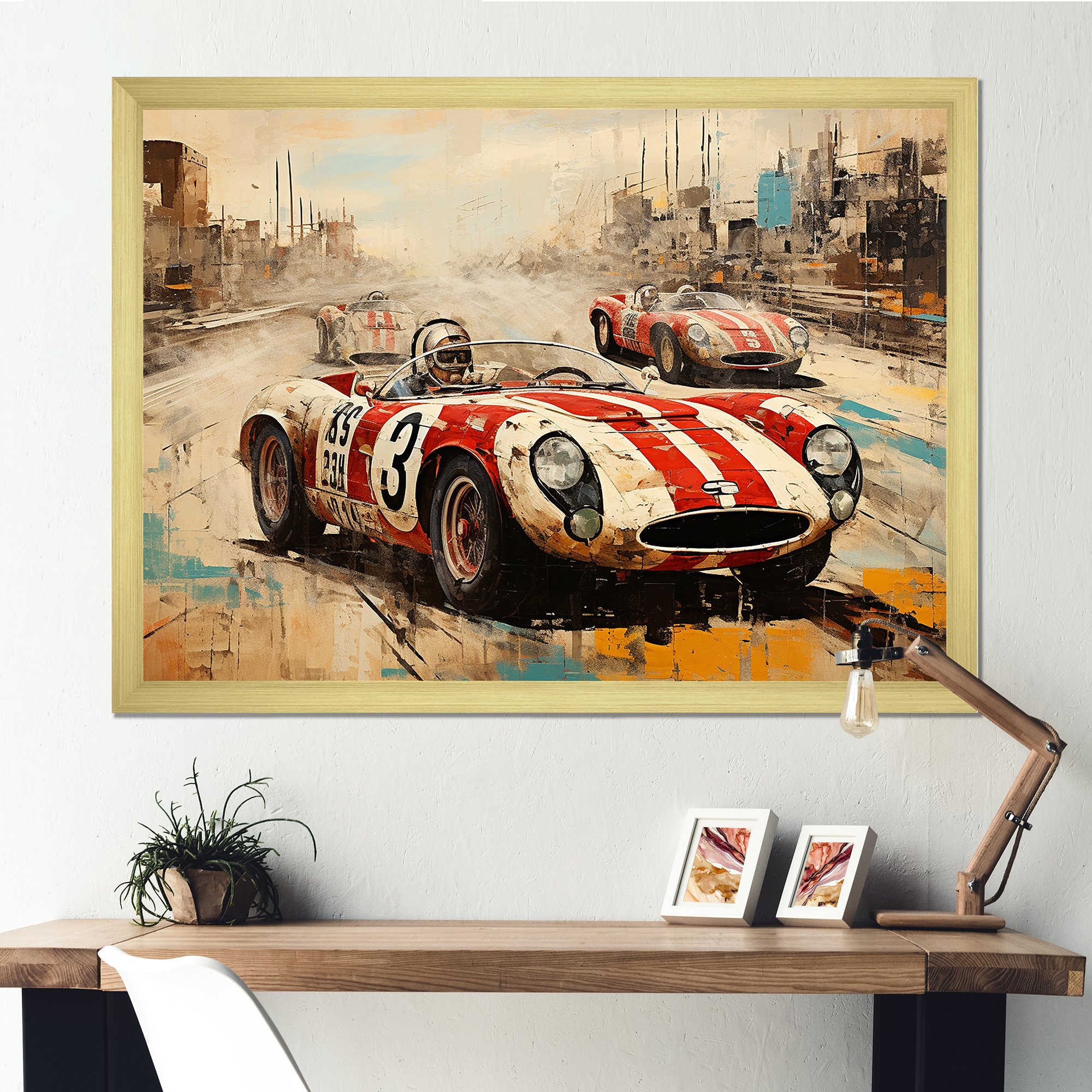 17 Stories Red Vintage 1950S Race Car Tracks II - Race Tracks Wall Art ...